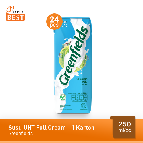 Susu Greenfields UHT Full Cream 250 ml - Isi 24 pcs – Japfa Best Online
